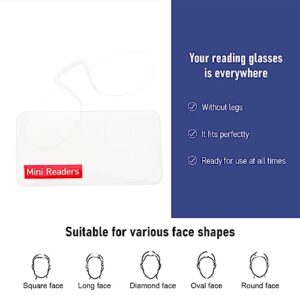 DXYXYO Armless Thin Reading Glasses for Men and Women Mini Lightweight Legless Clip on Nose Readers 3 Pack, 2.0