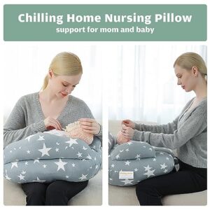 Chilling Home Nursing Pillow for Breastfeeding, Three-Sided Safety Pillows Breast Feeding Pillow More Support for Mom and Baby, Newborn Feeding Pillow,Removable Cover,Adjustable Waist Strap