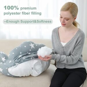 Chilling Home Nursing Pillow for Breastfeeding, Three-Sided Safety Pillows Breast Feeding Pillow More Support for Mom and Baby, Newborn Feeding Pillow,Removable Cover,Adjustable Waist Strap