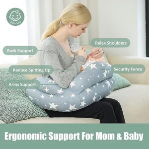 Chilling Home Nursing Pillow for Breastfeeding, Three-Sided Safety Pillows Breast Feeding Pillow More Support for Mom and Baby, Newborn Feeding Pillow,Removable Cover,Adjustable Waist Strap