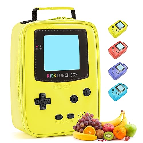 Hairao Kids Lunch Box Insulated Soft Lunch Bag Leather Lunch Box Gameboy Mini Cooler Back to School Thermal Meal Tote Kit Boys Girls Teens