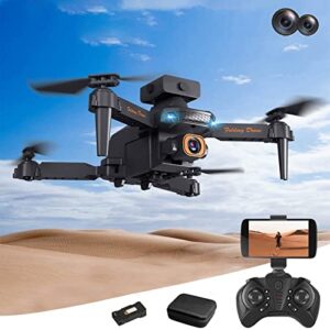 tuwabeii 2 cameras drone with 1080p dual hd fpv camera remote control toys gifts with altitude hold headless mode one key start speed adjustment (black)