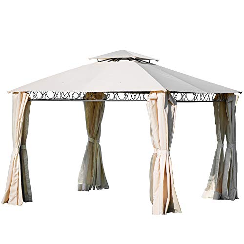 Tensun 10.6x10.6Ft Gazebo, Outdoor BBQ Gazebo Tent with UV Protection/Easy Assembly, Outdoor Canopy Tent with Mosquito Netting for Family Parties Outdoor Activities, Beige