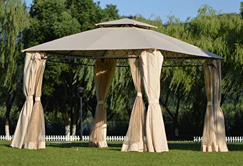 Tensun 10.6x10.6Ft Gazebo, Outdoor BBQ Gazebo Tent with UV Protection/Easy Assembly, Outdoor Canopy Tent with Mosquito Netting for Family Parties Outdoor Activities, Beige