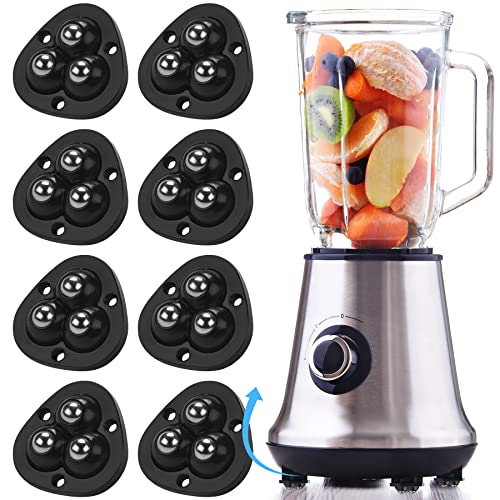 Self Adhesive Mini Caster Wheels, Appliance Wheels Swivel Stainless Paste Universal Wheel, 360 Degree Rotation Sticky Pulley for Kitchen Appliances, Cricut, Bins and Box(8pcs, Triple, Black)