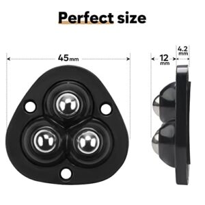 Self Adhesive Mini Caster Wheels, Appliance Wheels Swivel Stainless Paste Universal Wheel, 360 Degree Rotation Sticky Pulley for Kitchen Appliances, Cricut, Bins and Box(8pcs, Triple, Black)