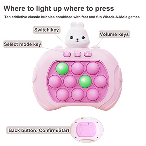 AIPINQI Pop It Game Light Up Fidget Toy, Quick Push Game Console, Whack a Mole Game, Decompression Breakthrough Puzzle Pop Game Machine, Multiple Game Modes Toy for 3+ Years