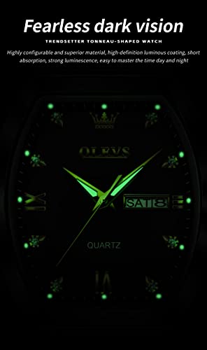 OLEVS Watch for Men Business Dress Diamond Analog Quartz Date Luxury Men Watches Black Casual Stainless Steel Waterproof Luminous Two Tone Man Wrist Watch Square