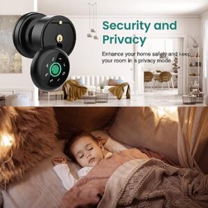 GHome 4 IN 1 Smart Fingerprint Door Knob with Keypad Door Lock, Biometric Smart Door Knobs & App Control, Keyless Entry Door Lock Great for Home, Bedroom, Apartment Offices and Garages