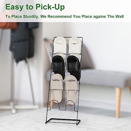 ETELI Shoe Slipper Rack Organizer 4 Tier Foldable Slipper Shelf Organizer Sandals Shoe Stand Metal Shoe Rack for Entryway Bathroom Bedroom