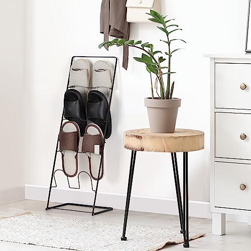 ETELI Shoe Slipper Rack Organizer 4 Tier Foldable Slipper Shelf Organizer Sandals Shoe Stand Metal Shoe Rack for Entryway Bathroom Bedroom