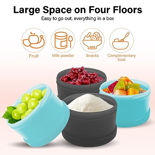 Baby Formula Dispenser Food Containers, Non-Spill Portable Baby Milk Powder Formula Container Baby Snack Storage Container, BPA Free （LightBlue Grey）