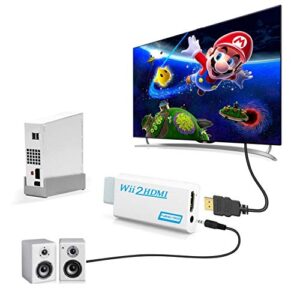 GANA Wii to HDMI Converter Adapter with Hdmi Cable Connect Wii Console to HDMI Display in 1080p Output Video with 3.5mm Audio Supports All Wii Display Modes White