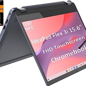 Lenovo Chromebook Flex 3 3i (2023) 15.6" FHD 2-in-1 Touchscreen (Intel Celeron N4500, 4GB RAM, 128GB (64GB eMMC + 64GB SD Card), Webcam) Home & Student Laptop, NFC, HDMI, USB-C, IST Pen, Chrome OS