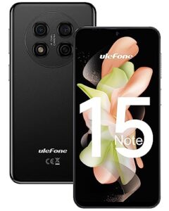 ulefone 3g unlocked smartphones, note 15 android 12, dual sim unlocked cell phones, dual rear camera, triple card slots, 6.22" waterdrop full-screen phones, 4000mah, face unlock, us version - black