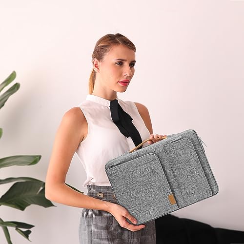 MOSISO 360 Protective Laptop Sleeve Compatible with MacBook Air/Pro, 13-13.3 inch Notebook, Compatible with MacBook Pro 14 inch 2023-2021 M2 M1, Side Open Bag with 2 Accessory Pockets&Handle&Belt,Gray