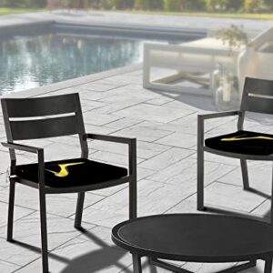 Outdoor Chair Seat Covers Set of 4,Gold High Heels Black Back Waterproof Chair Seat Covers for Dining Room Kitchen,Women Elegant Glitter Shoes Removable Washable Chair Seat Protector with Straps