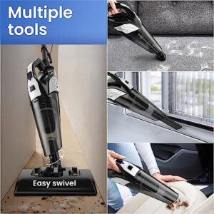 Fichaiy Corded Stick Vacuum Cleaner, Lightweight 3-in-1 Small Vacuums, 600W Powerful Suction Handheld Vac Electric Brooms for Hardwood Floor Pet Hair