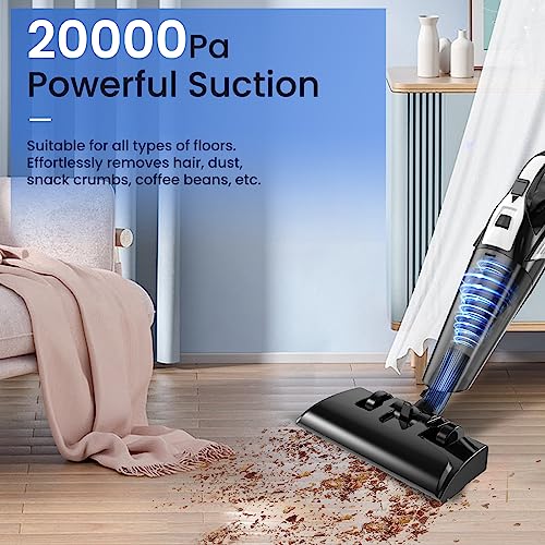 Fichaiy Corded Stick Vacuum Cleaner, Lightweight 3-in-1 Small Vacuums, 600W Powerful Suction Handheld Vac Electric Brooms for Hardwood Floor Pet Hair