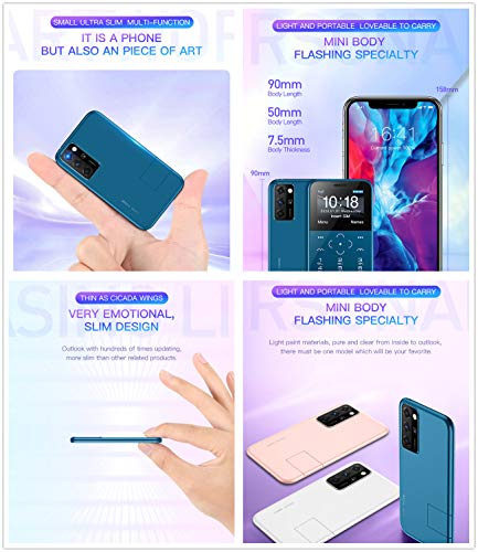 Tuanzi SOYES S10P Mini Card Phone Unlocked 2G GSM Quad Band Mini Mobile Phones 400mAh 1.54 "IPS Color MTK6261M Cellphone Ultra-Thin Fashion Small Size Kids Cell Phones (Pink-S10P)