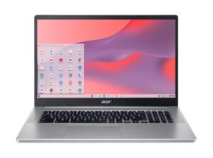 acer chromebook 317 cb317-1h-c6rk laptop | intel celeron n4500 | 17.3" full hd ips display | 4gb lpddr4x | 128gb emmc | intel wireless wi-fi 6 ax201 802.11ax | chrome os, silver