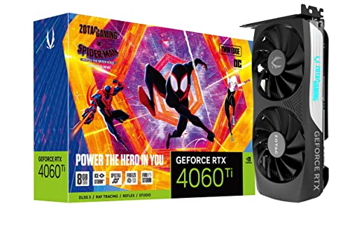 ZOTAC Gaming GeForce RTX 4060 Ti 8GB Twin Edge OC Spider-Man: Across The Spider-Verse Inspired Graphics Card Bundle, ZT-D40610H-10SMP