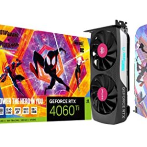 ZOTAC Gaming GeForce RTX 4060 Ti 8GB Twin Edge OC Spider-Man: Across The Spider-Verse Inspired Graphics Card Bundle, ZT-D40610H-10SMP