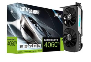 zotac gaming geforce rtx 4060 ti 8gb twin edge dlss 3 8gb gddr6 128-bit 18 gbps pcie 4.0 compact gaming graphics card, icestorm 2.0 advanced cooling, spectra rgb lighting, zt-d40610e-10m