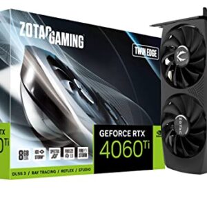 ZOTAC Gaming GeForce RTX 4060 Ti 8GB Twin Edge DLSS 3 8GB GDDR6 128-bit 18 Gbps PCIE 4.0 Compact Gaming Graphics Card, IceStorm 2.0 Advanced Cooling, Spectra RGB Lighting, ZT-D40610E-10M