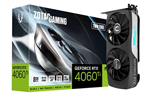 ZOTAC Gaming GeForce RTX 4060 Ti 8GB Twin Edge DLSS 3 8GB GDDR6 128-bit 18 Gbps PCIE 4.0 Compact Gaming Graphics Card, IceStorm 2.0 Advanced Cooling, Spectra RGB Lighting, ZT-D40610E-10M