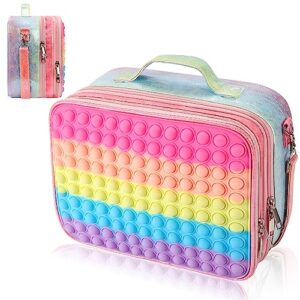 getwill pop lunch box for girls, rainbow girls lunch boxes for school, push bubble kids insulated lunch bag, leakproof cooler lunch tote with adjustable strap, birthday back to school supplies gifts