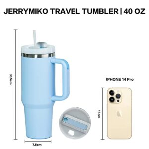 JERRYMIKO 40 oz Tumbler With Handle and Straw Lid,Simpl Moder Double Wall Vacuum Sealed Stainless Steel Insulated Tumblers,Travel Mug for Hot and Cold Beverages,Thermos Travel Coffee Mug(SpringCitron)