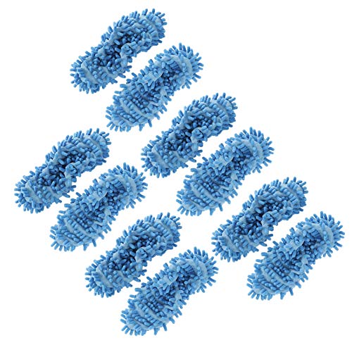 Mop Slippers Shoes Cover, 10Pcs Chenille Mop Slippers Multifunction Floor Cleaning Shoes Dust Cleaner Accessory(Blue)