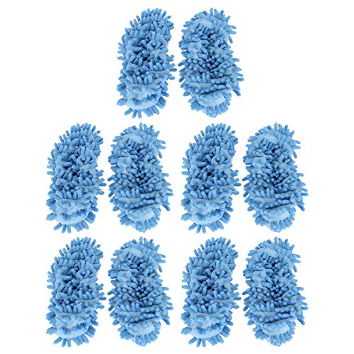 Mop Slippers Shoes Cover, 10Pcs Chenille Mop Slippers Multifunction Floor Cleaning Shoes Dust Cleaner Accessory(Blue)