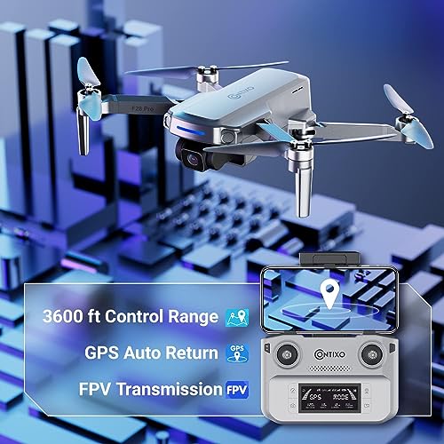 Contixo F28 Pro 4K Camera Drone - FHD Video Drone with GPS Control Selfie Mode, Follow Me, Way Point Orbit Mode and Up to 2 x 25 Mins Flight Time FPV Long Distance Helicopter with Carrying Case for Adults Kids Gift