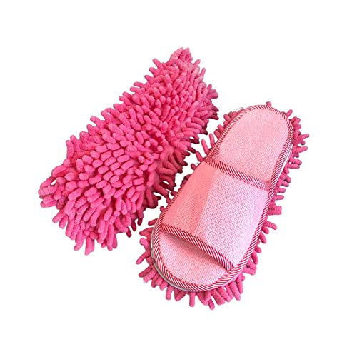 Leefasy Mop Slippers Men Women Cleaning Shoes Microfiber Mute Cleaner Detachable Practical Mopping Slippers Cleaning Sandals for Floor Polishing, Pink