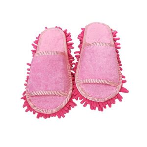 Leefasy Mop Slippers Men Women Cleaning Shoes Microfiber Mute Cleaner Detachable Practical Mopping Slippers Cleaning Sandals for Floor Polishing, Pink