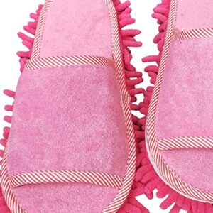 Leefasy Mop Slippers Men Women Cleaning Shoes Microfiber Mute Cleaner Detachable Practical Mopping Slippers Cleaning Sandals for Floor Polishing, Pink