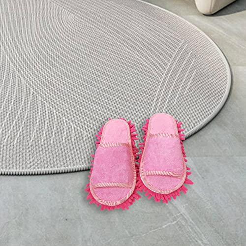 Leefasy Mop Slippers Men Women Cleaning Shoes Microfiber Mute Cleaner Detachable Practical Mopping Slippers Cleaning Sandals for Floor Polishing, Pink