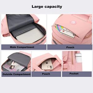 HSD Hope Surged Pink Backpack with 15.6" Laptop Compartment, Bookbag for 12+ years old 17inch Travel Backpack for Women