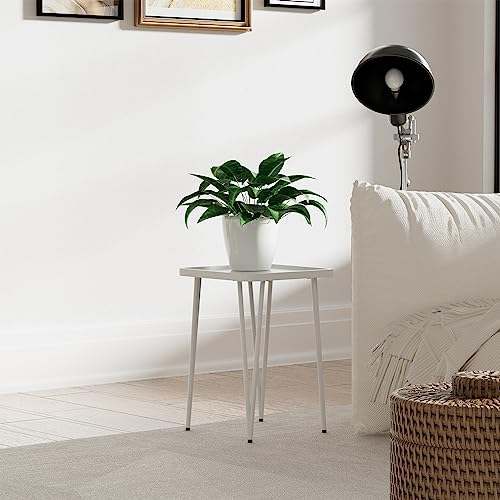 Palama Square Side Table for Living Room, Small Square Table with Metal Frame, Modern Home Décor Small Accent Table, Easy Assembly White Bedside Table, Small Table