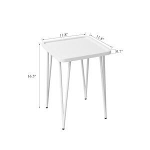 Palama Square Side Table for Living Room, Small Square Table with Metal Frame, Modern Home Décor Small Accent Table, Easy Assembly White Bedside Table, Small Table