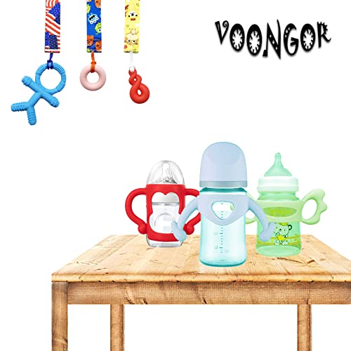 Baby Bottle Handles for Dr Brown Narrow Bottles, 3 Styles 2 Sizes, BPA Free Soft Silicone Bottle Holder for Baby Self-Feeding, Teach Baby to Drink Independently (3 Bottle Handles & 3 Bottle Straps)