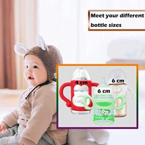 Baby Bottle Handles for Dr Brown Narrow Bottles, 3 Styles 2 Sizes, BPA Free Soft Silicone Bottle Holder for Baby Self-Feeding, Teach Baby to Drink Independently (3 Bottle Handles & 3 Bottle Straps)