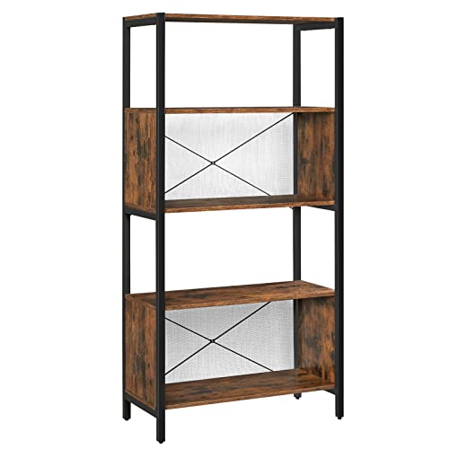 TINKLE WELL 5-Tier Bookcase, Industrial Free Standing Display Bookshelf, Storage Rack with Steel Frame, Ideal for Living Room, Bedroom, Hallway, Rustic Brown