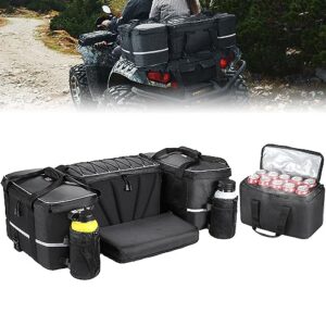 kemimoto atv bag, 74l large atv cargo bag with cooler bag, waterproof 4 wheeler storage rear rack seat bag universal compatible with polaris sportman fourtrax can am kawasaki yamaha artic cat