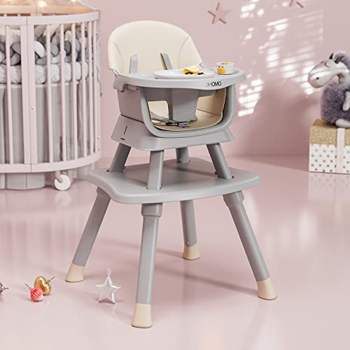 UMOMO Baby High Chair, 6-in-1 Convertible Highchair for Babies and Toddlers/Table and Chair Set/Toddler Chair with Safety Harness, Khaki