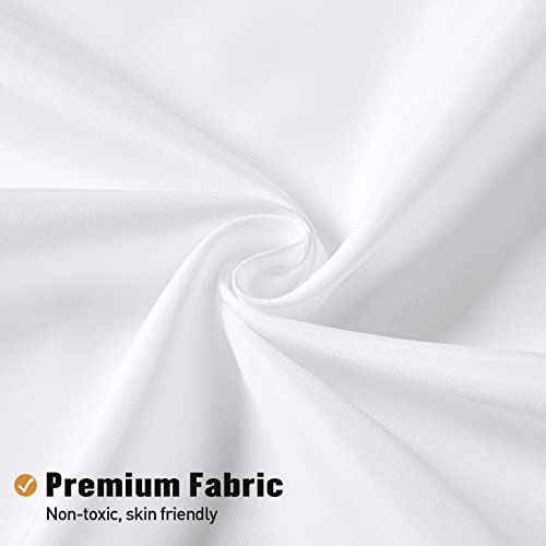 MitoVilla 2 Pack White Fabric Shower Curtain Liner - 72" W x 72" H, Simple Shower Curtain or Liner for Modern Neutral Hotel Bathroom Decor, Waterproof Cloth & Hotel Quality, 24 Plastic Hooks