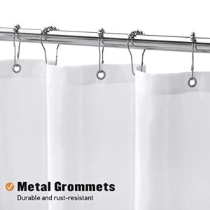 MitoVilla 2 Pack White Fabric Shower Curtain Liner - 72" W x 72" H, Simple Shower Curtain or Liner for Modern Neutral Hotel Bathroom Decor, Waterproof Cloth & Hotel Quality, 24 Plastic Hooks