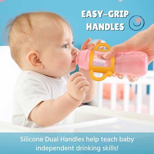 3-Pack Silicone Baby Bottle Handles for Dr Brown Narrow Baby Bottles, Bottle Holder for Baby Self Feeding, Easy Grip Handles to Hold, BPA-Free